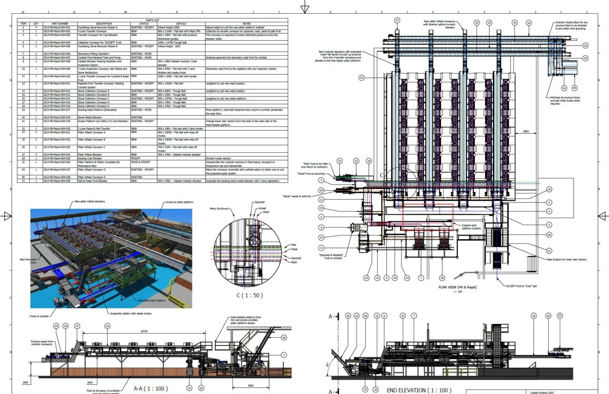 Detailed 2D machinery and plant fabrications and installation ...